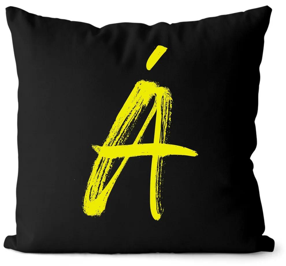 Polštář – písmeno Á (Velikost: 55 x 55 cm, Barva: Žlutá)