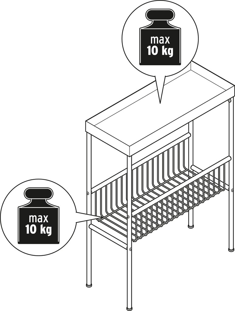 Tchibo - Úzká konzola s policemi - barva: černá