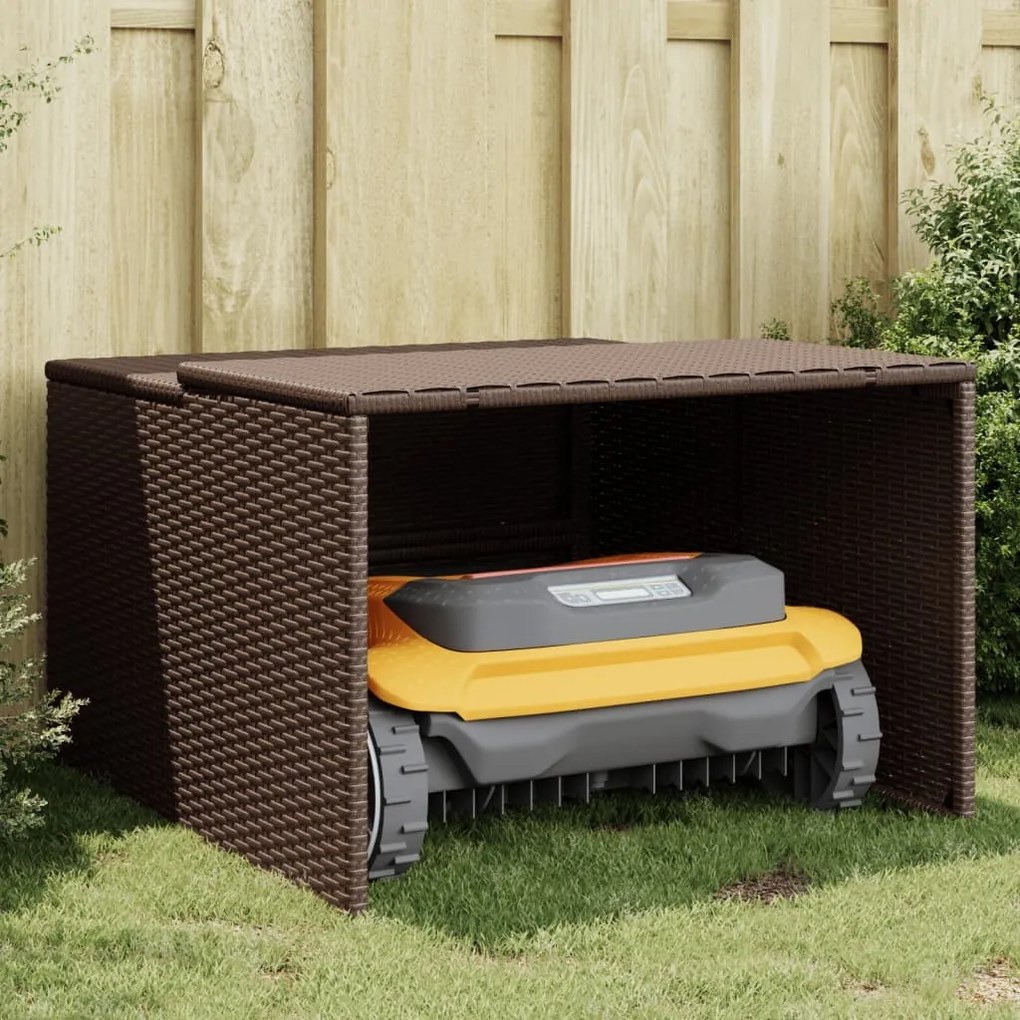 vidaXL Garáž pro robotickou sekačku 86x90x52/57 cm polyratan [365404] Barva: Hnědá
