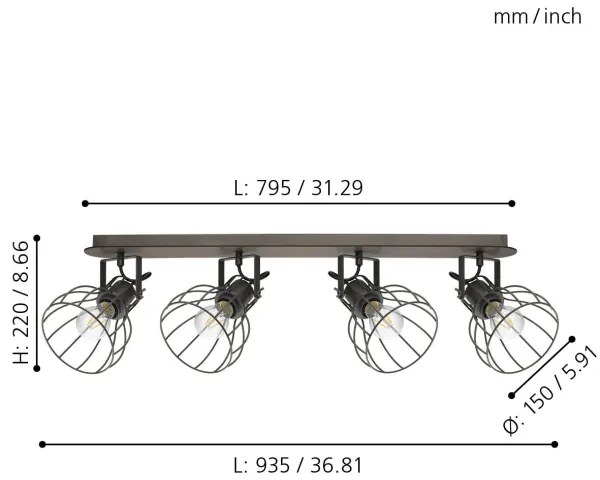 Eglo 98137 - Bodové svítidlo SAMBATELLO 4xE27/40W/230V