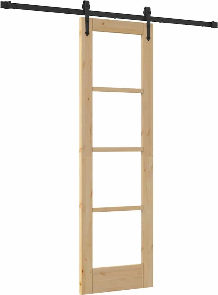 Posuvné dveře 61 x 198,5 cm Masivní borové dřevo a sklo 3332321