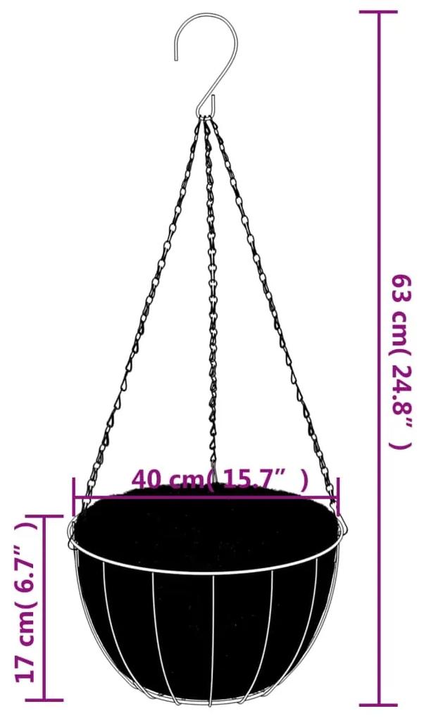 Konzoly se závěsnými košíky s truhlíky 4 ks černé ocel,  3188015
