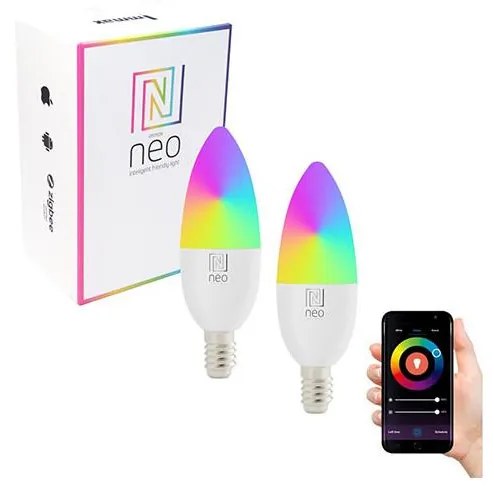 Immax LED žárovka Neo E14 5W RGB 2ks LED žárovka, teplá bílá + RGB, stmívatelná, 400lm