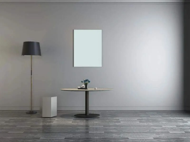 Bílý skleněný infrapanel ByeCold 450 W, 80 × 60 cm, 11,3 m³