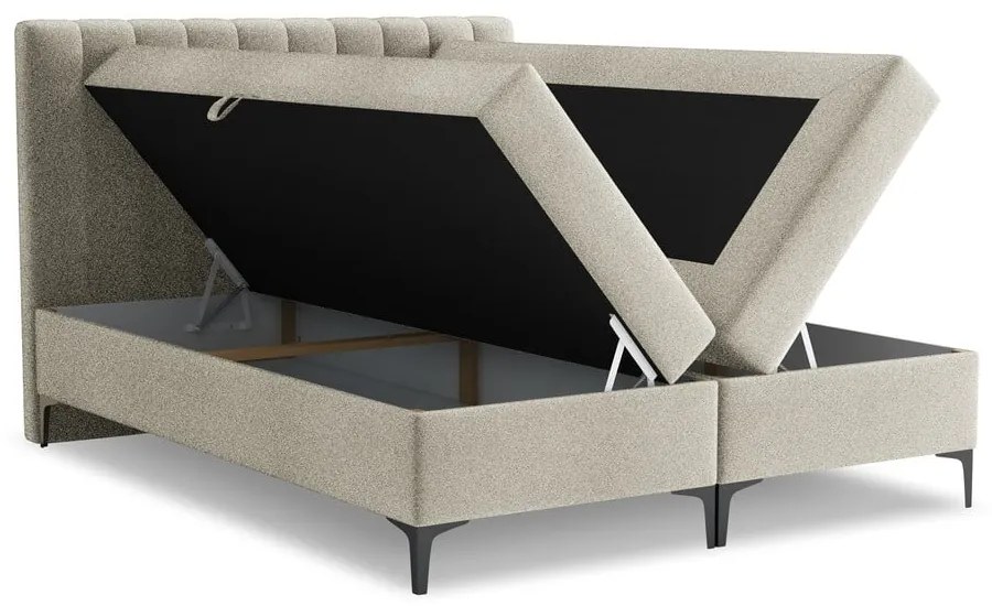 Taupe boxspring postel s úložným prostorem 160x200 cm Puhala – Makamii
