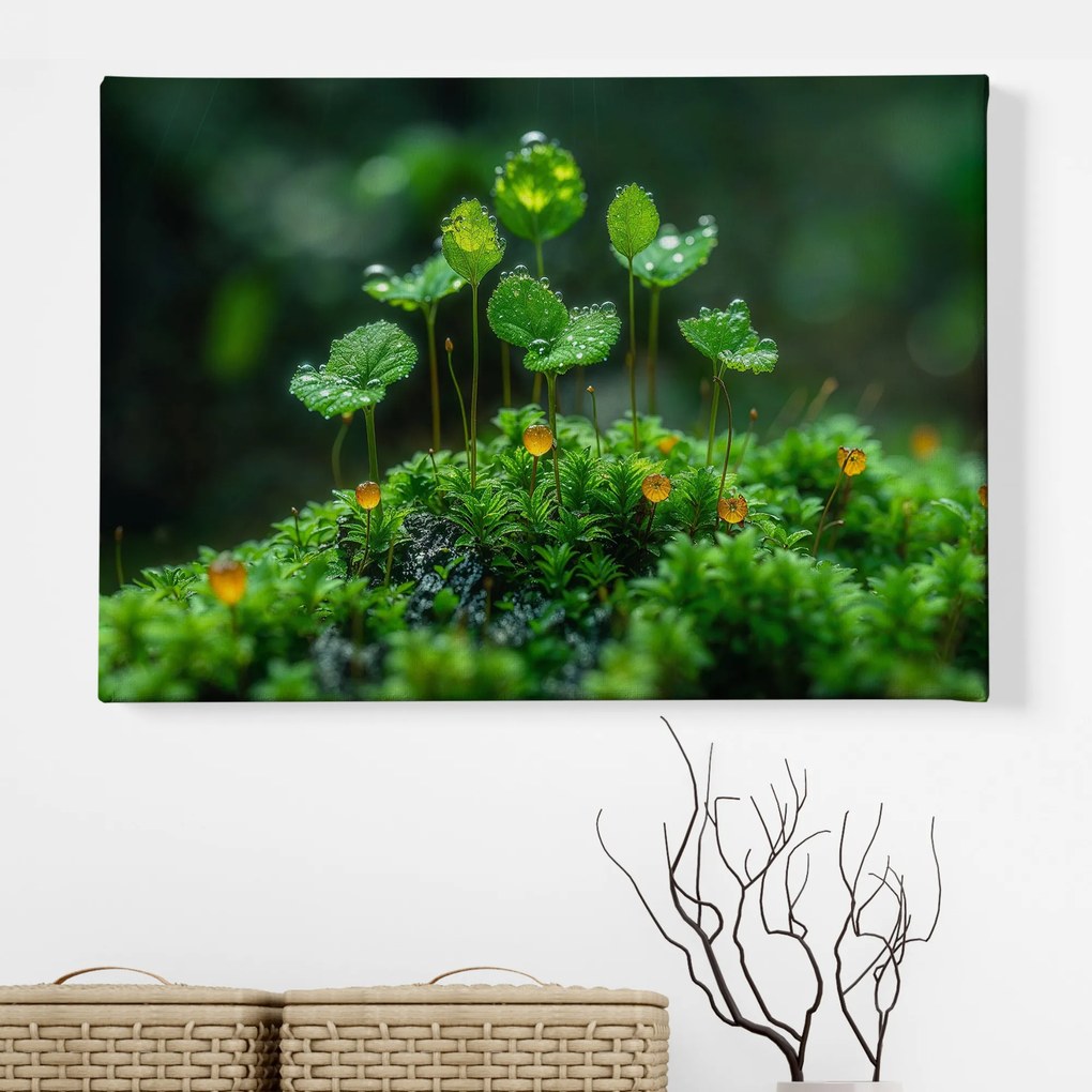 Obraz na plátně - Květinový lesík deštěm zkropený FeelHappy.cz Velikost obrazu: 120 x 80 cm