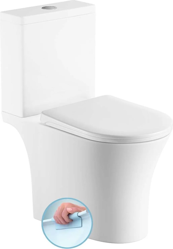 Aqualine Vito - WC kombi, vario odpad, Rimless, bílá PB105WR