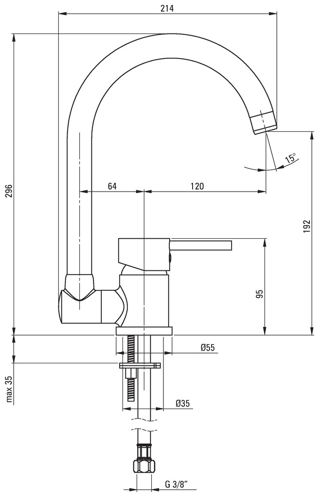 Deante Aster, dřezová baterie se sklopným ramenem, chromová, BCA_061M