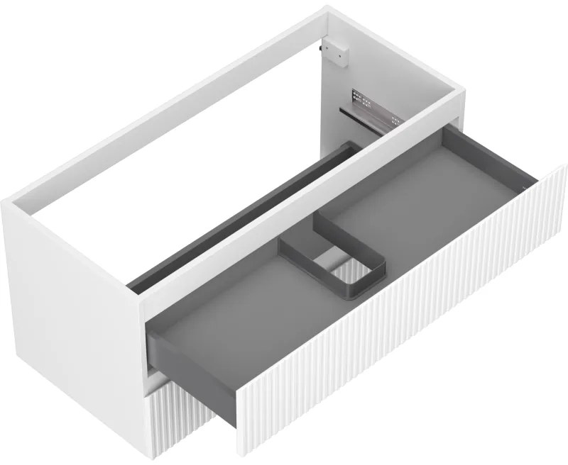 Mexen Rivel, koupelnová skříňka 100 cm, 2 zásuvky, drážkovaná, bílá matná, 91A20-10047-2-BFF01