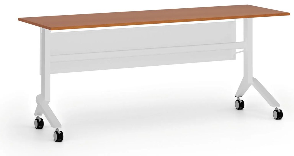 Mobilní stůl PRIMO MOVE, 180x60 cm, bílá podnož, třešeň