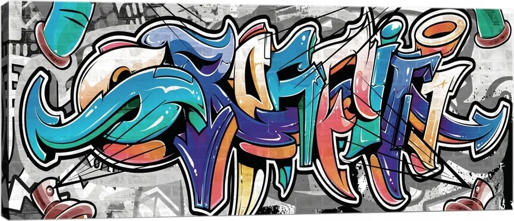 Obraz 145x45 Graffiti street-art urban pouliční umění dynamika barev