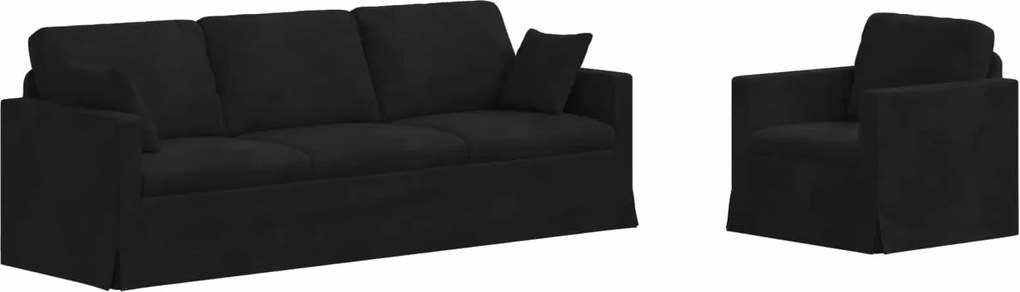 Set pohovek 2 ks Černá samet 3407631