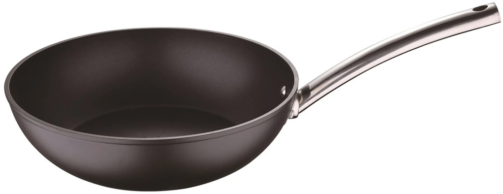 Wok pánev z kovaného hliníku Masterpro / 28 x 7,2 cm / černá