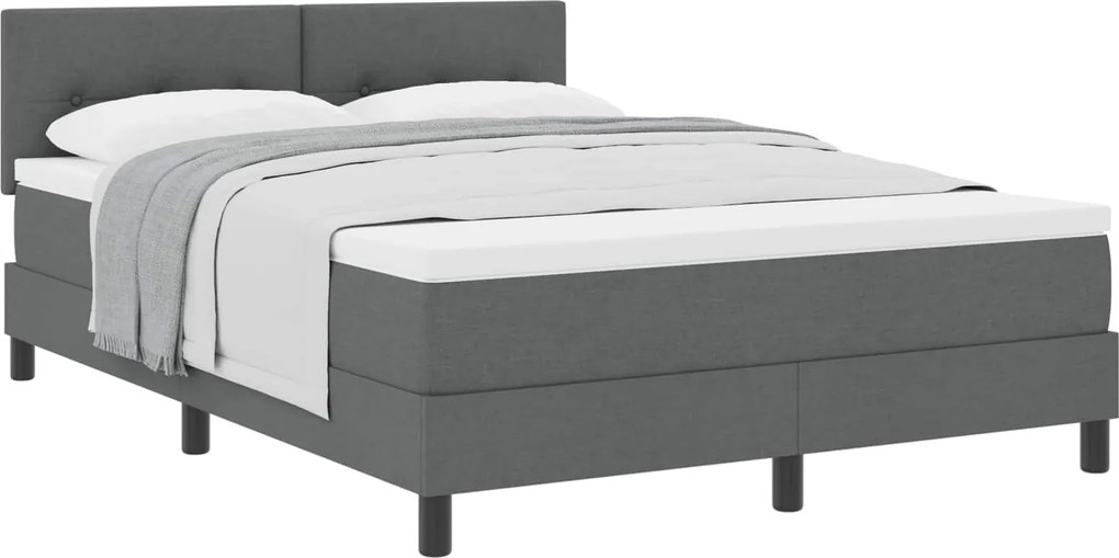 Postel s boxspringem s čelo Tmavě šedá 140 x 200 cm textil 3338693