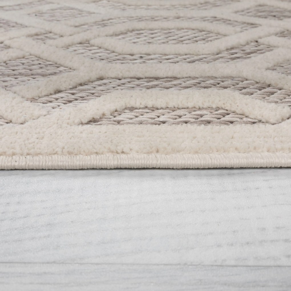 Flair Rugs, Kusový koberec Piatto Mondo Natural kruh – na ven i na doma, 160x160 (průměr) kruh, béžová, chodba / předsíň