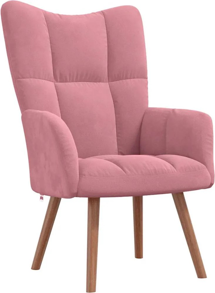 Relaxační křeslo se stoličkou růžové samet 328066