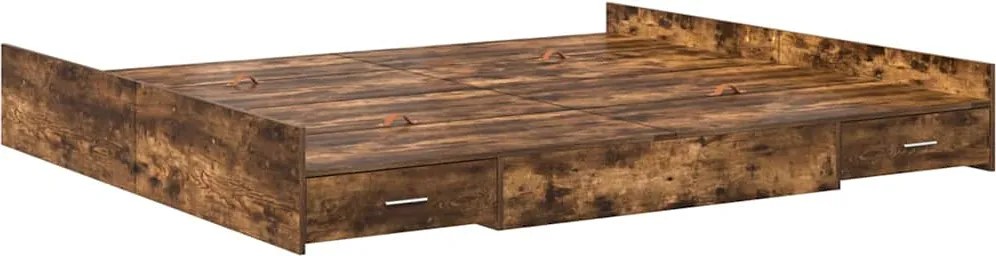 Rám postele s úložným prostorem s čelo Kouřový dub 200 x 200 cm 3335265