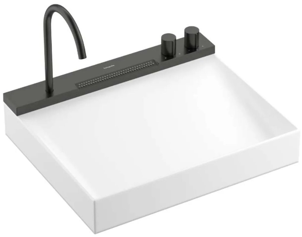 Hansgrohe Avalegra - Umyvadlo 58x48 cm, s termostatickou baterií a sprškou, 2 proudy, bez přepadu, kartáčovaný černý chrom 22472340