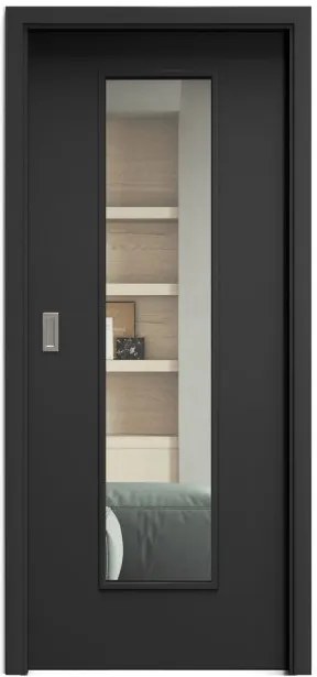 SAPELI ELEGANT KOMFORT M55 - CPL LAMINÁT - POSUVNÉ DVEŘE VČ. ZÁRUBNĚ - Černá grafit Průchozí šířka (cm): 70, Průchozí výška (cm): 210
