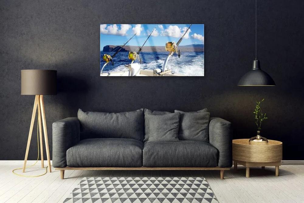 akrylový obraz Rybaření Moře Krajina 100x50 cm