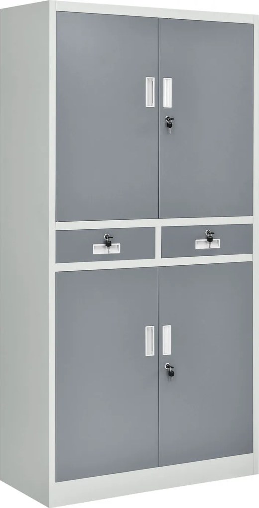 Goleto Kancelářská skříň 180 x 90 cm se zásuvkami kovová | šedá