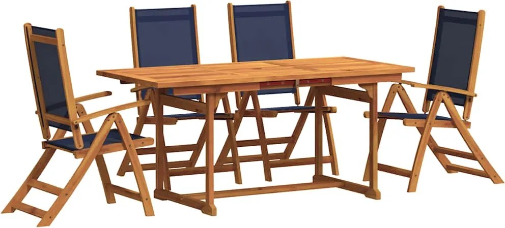 5dílný zahradní jídelní set masivní akáciové dřevo a textilen 3279310