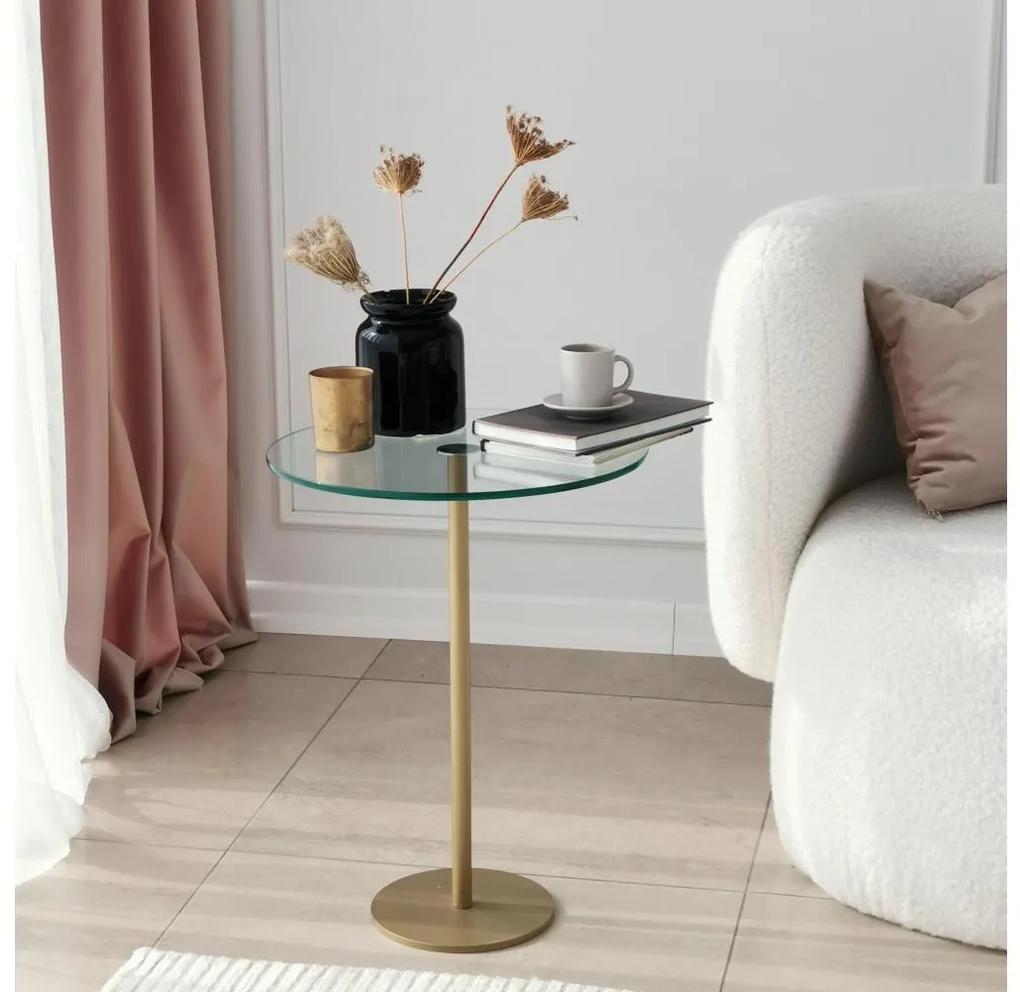 Asir | Odkládací stolek SOCIAL 50x40 cm zlatá/čirá | AS1553