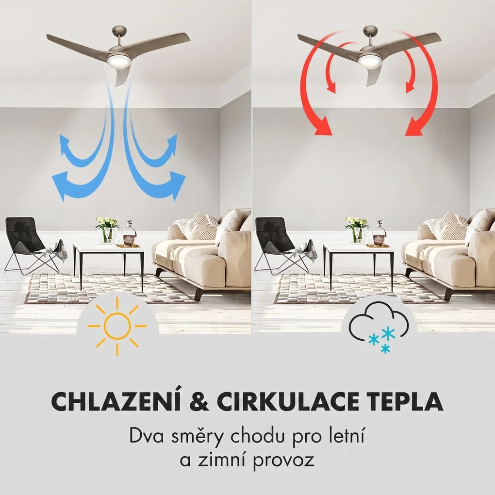 Klarstein Figo, titan, stropní ventilátor, 52 ", 55 W, stropní lampa, 2 x 42 W, dálkový ovladač