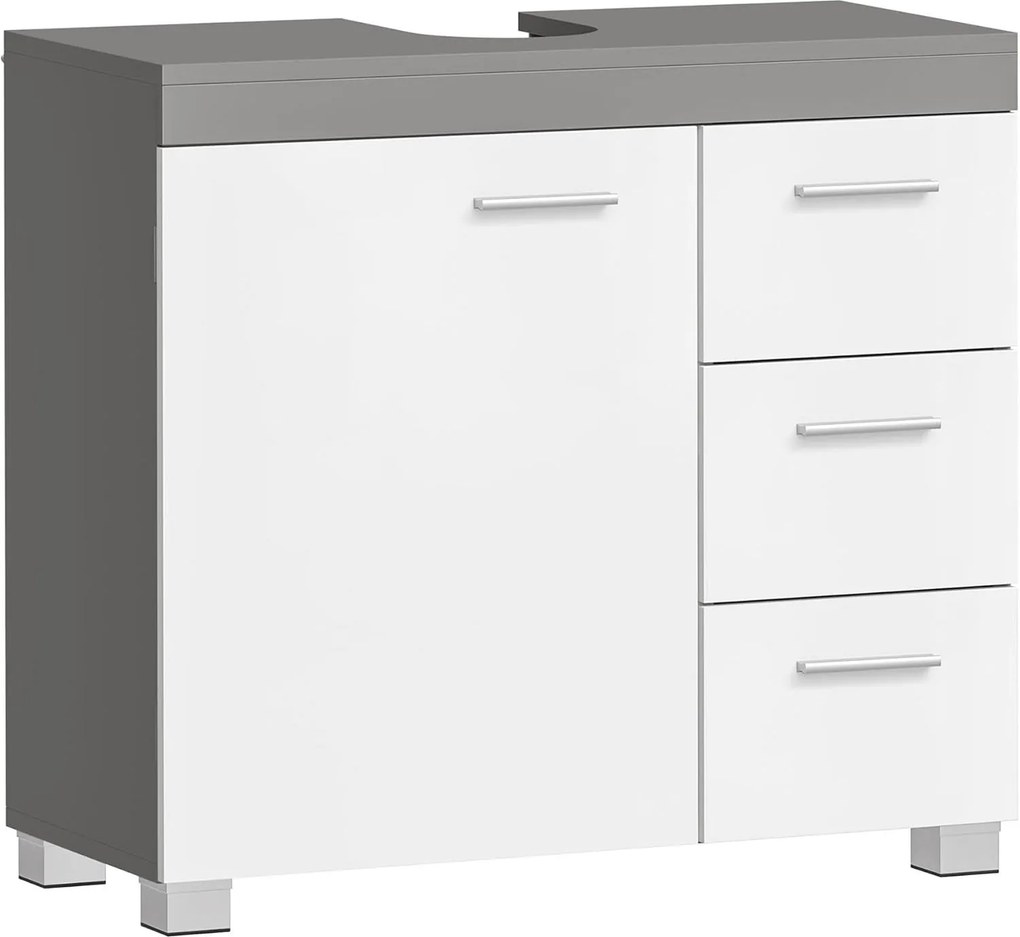 Skříňka pod umyvadlo, koupelnová skříňka 30 × 70 × 64 cm, bílá–šedá