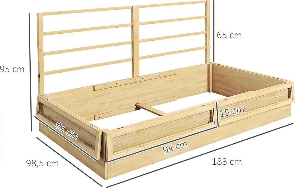 Vyvýšený záhon Outsunny s podpěrou pro šplhání, bylinkový záhon, dřevěný truhlík, truhlík na květiny na zahradu, balkon, přírodní dřevo, 183 x 98,5 x…