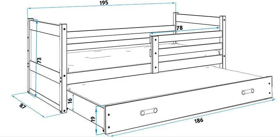 b2b1 BMS-group Dětská postel s přistýlkou RICO 2 90x200 cm, bílá/bílá Pěnová matrace