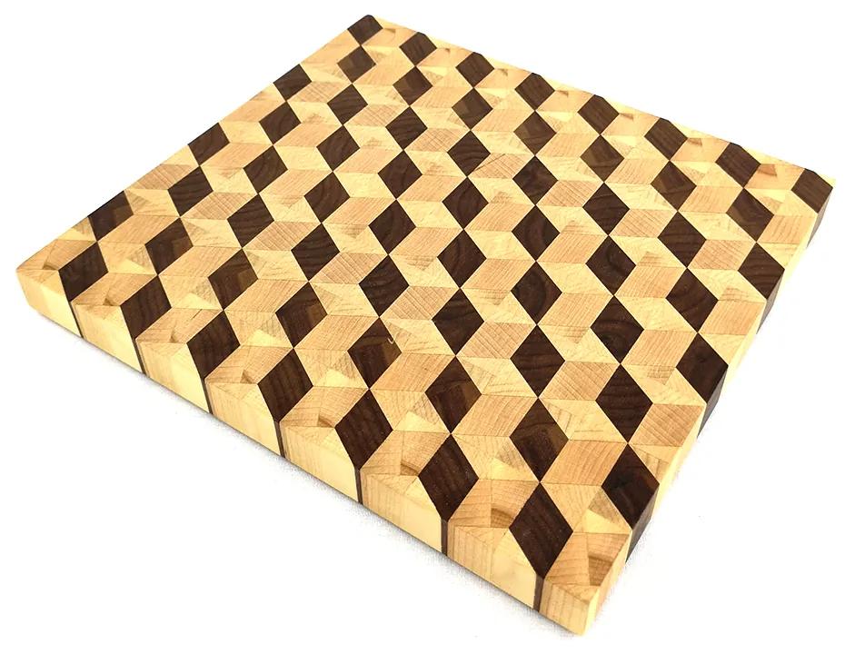 AMADEA Dřevěné prkénko servírovací mozaika, masivní dřevo- spárovka ze 3 druhů dřevin, 29x27x2,5 cm