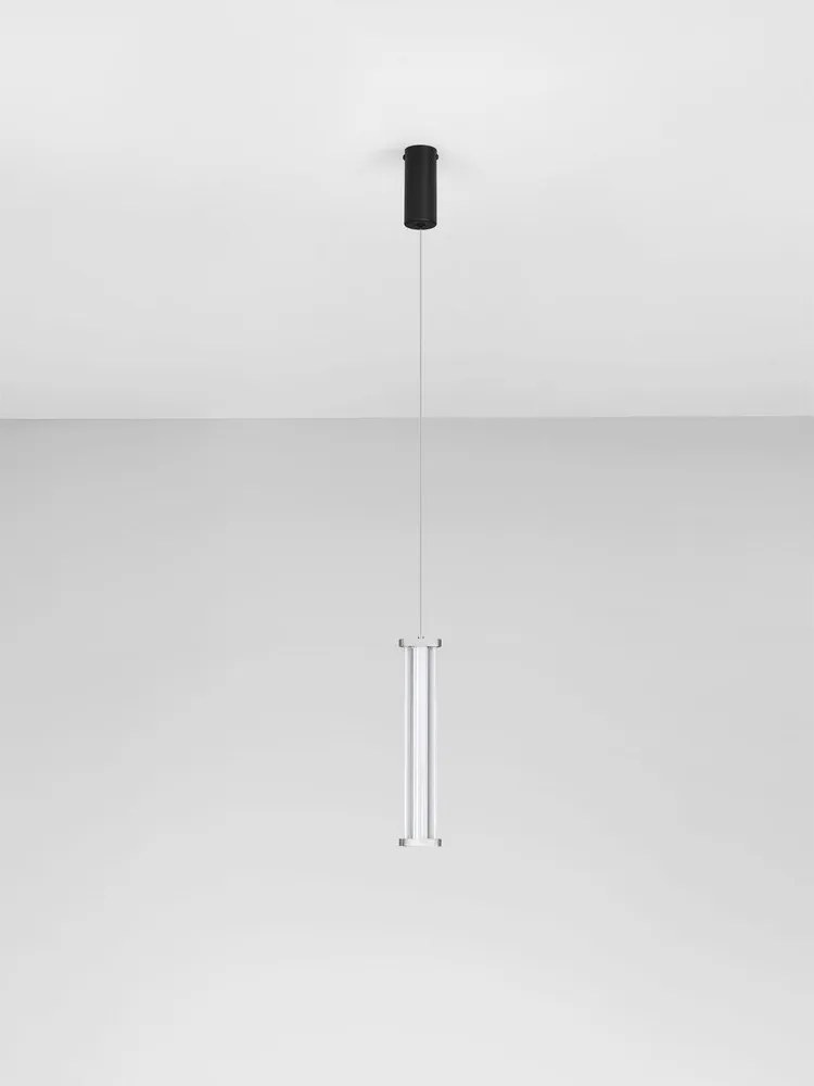 Matně černé/v matně stříbrné barvě kovové LED stmívatelné závěsné svítidlo se stínidlem z akrylového skla ø 6 cm Pheme – Nova Luce