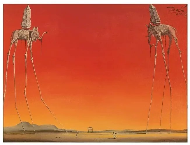 Umělecký tisk Les Elephants, Salvador Dalí, (30 x 24 cm)