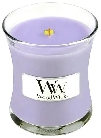 WoodWick Vonná svíčka WoodWick - Šeřík 85 g, fialová barva, sklo, vosk