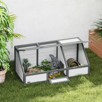 PawHut Krabička na želvy, venkovní výběh pro želvy, bezpodlahový design, snadno otevřitelné, dům pro želvy, bílá