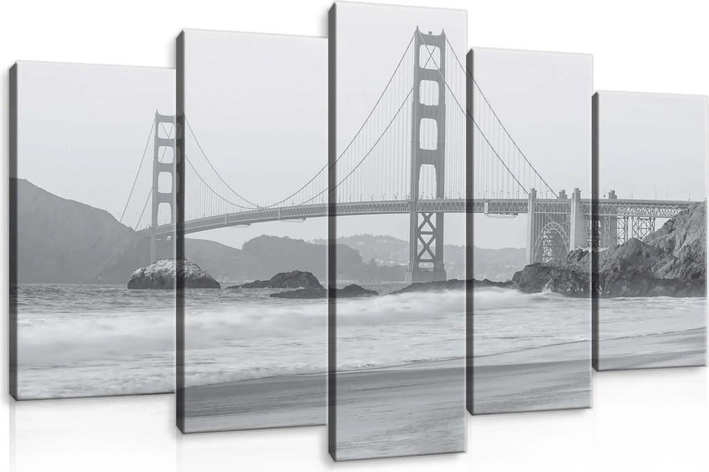 Obraz 100x60 Most Golden Gate San Francisco krajina oceán vlny skály