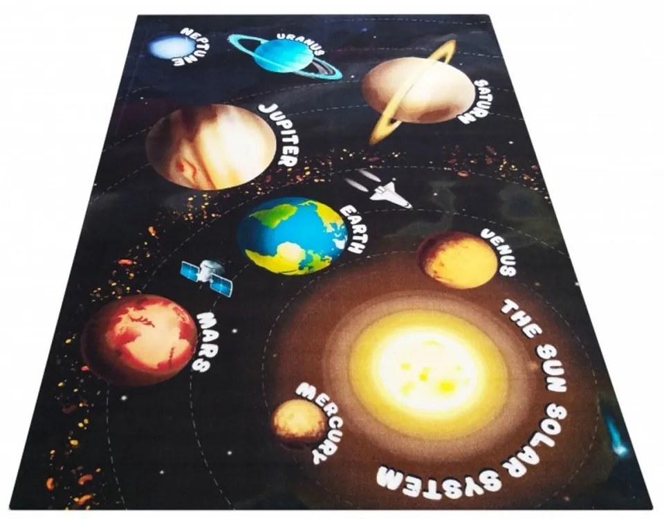 Dětský kusový koberec Ve vesmíru černý, Velikosti 100x150cm