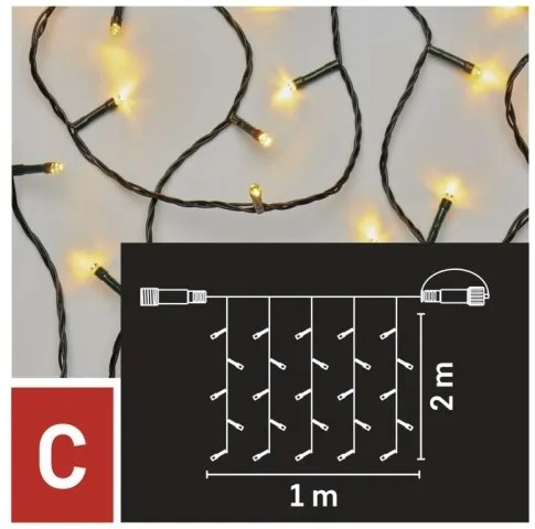 Propojovací vánoční řetěz bez zdroje EMOS Connecting D1EW01 ZY1442 100LED záclona 1x2m teplá bílá