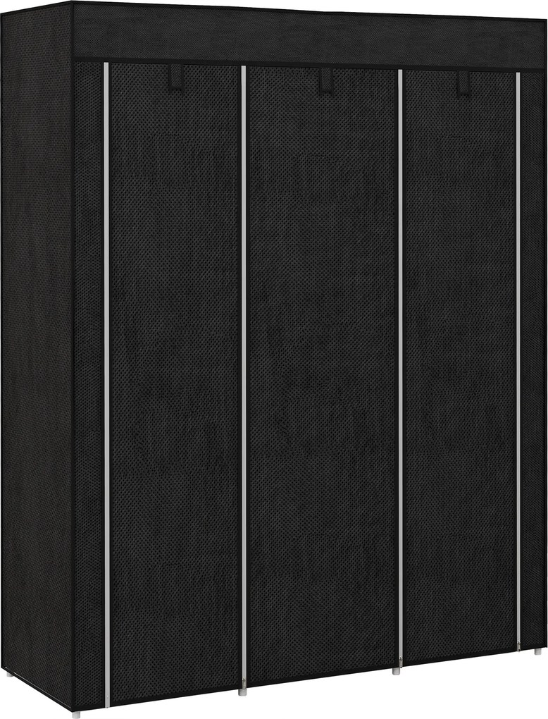 HOMCOM Látková šatní skříň s tyčí na šaty 8 úrovní 125x43x162,5cm světle šedá prostorově úsporná skládací skříň do předsíně a ložnice