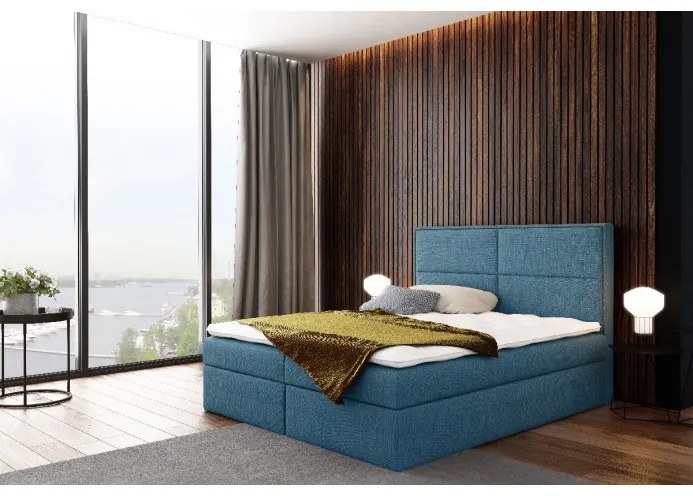 Jednolůžková čalouněná postel Gery modrá 140 + topper zdarma