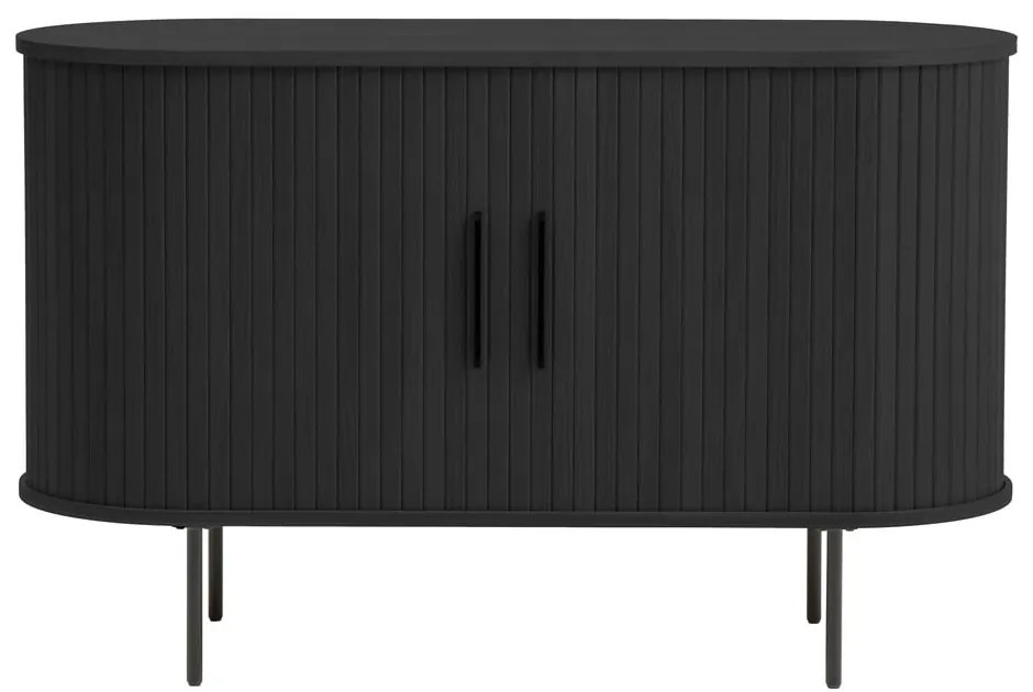 Černá komoda v dekoru dubu s posuvnými dveřmi 120x76x45 cm Nola – Unique Furniture