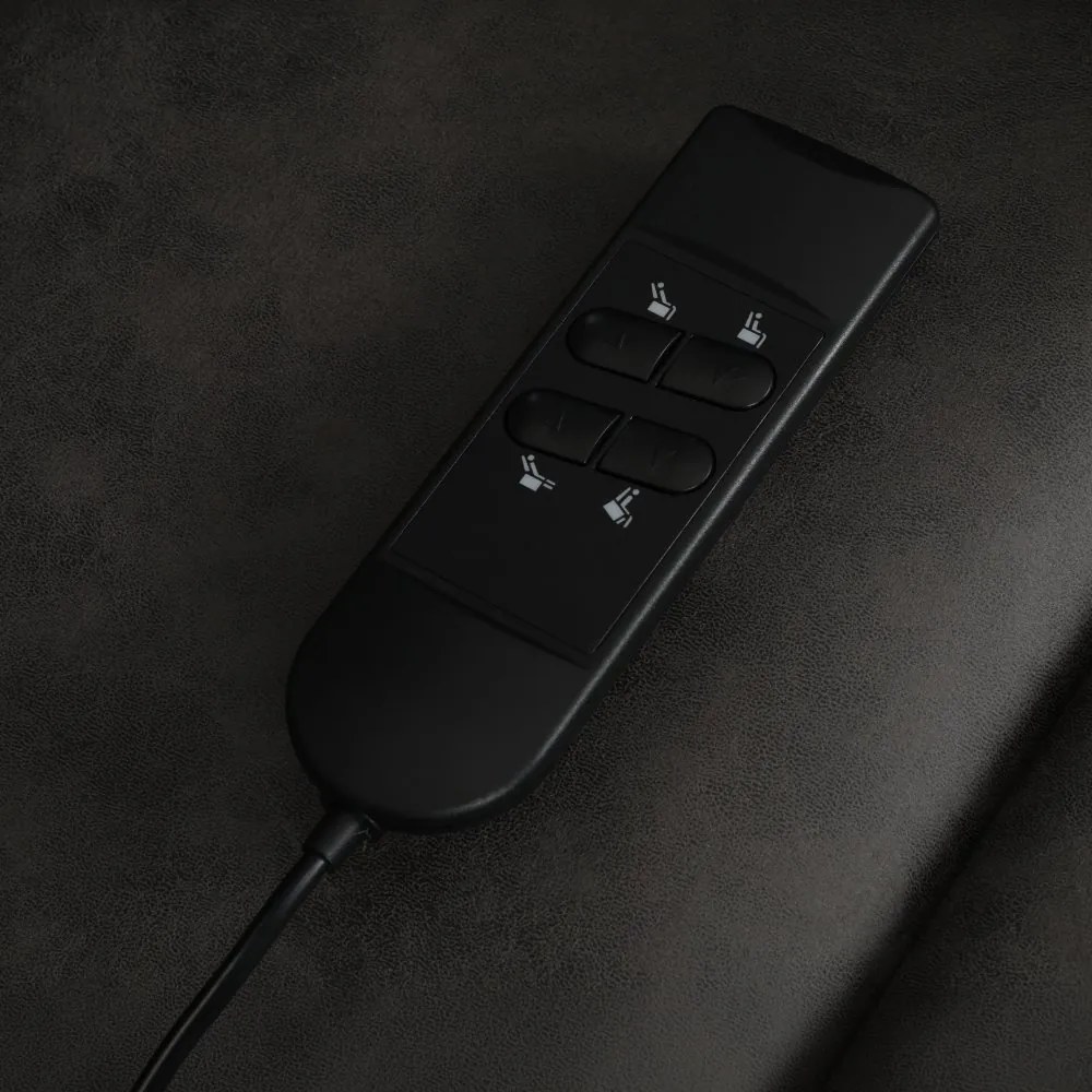 TV křeslo MATEO s elektrickým polohováním — 2 motory, látka, černá, nosnost 150 kg