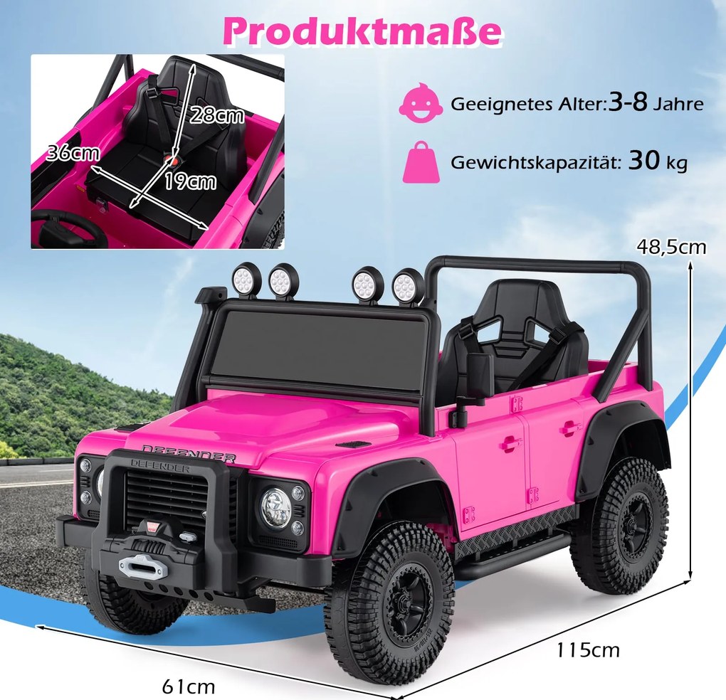 Costway Dětské elektrické vozidlo Land Rover Defender Electric Car s rodičovským