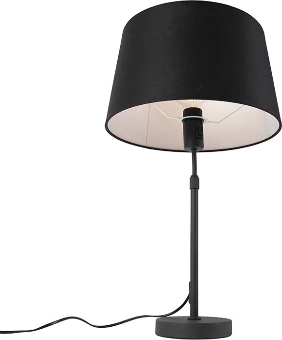 Stolní lampa černá s lněným stínítkem černým 35 cm nastavitelná - Parte