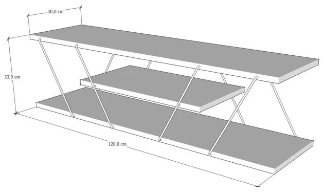 TV stolek CANAZ 120 cm žlutý/černý