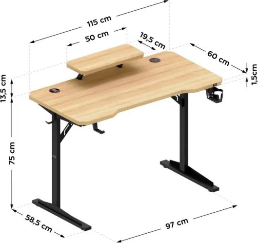 Herní stůl Mark Adler Leader 5.1 Oak