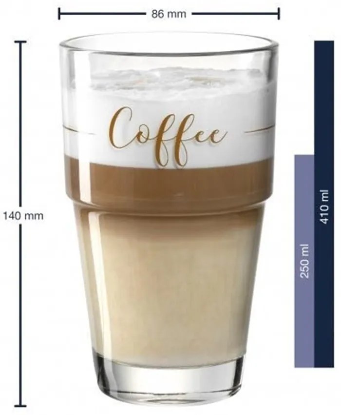 Glaskoch Leonardo Coffee Solo hrnek 2 + 2 lžičky hrnek na kávu sklenice limonádové sklo vícebarevné 410 ml