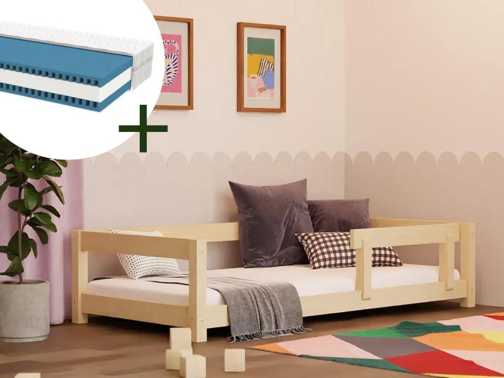 Benlemi Jednolůžková postel STUDY 120x200 cm + matrace METROPOLIS Zvolte barvu: Béžová, Zvolte zábranu: S jednou zábranou