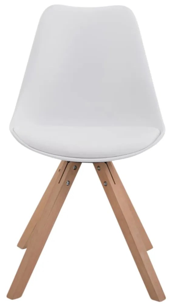 Jídelní židle Bordon - 4 ks - umělá kůže - přírodní rám | bílé